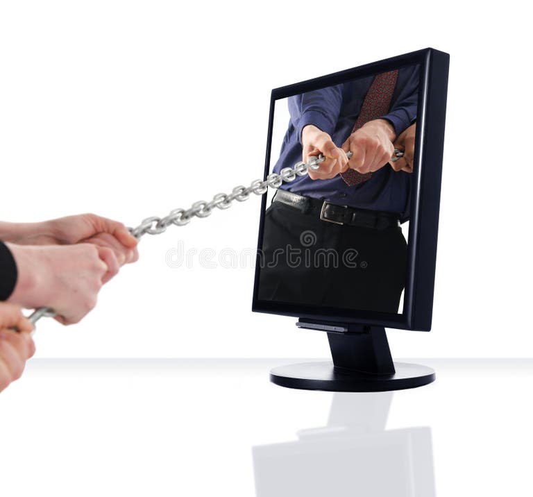 Monitor chain pulling stock photo. Image of people, chain - 5049250