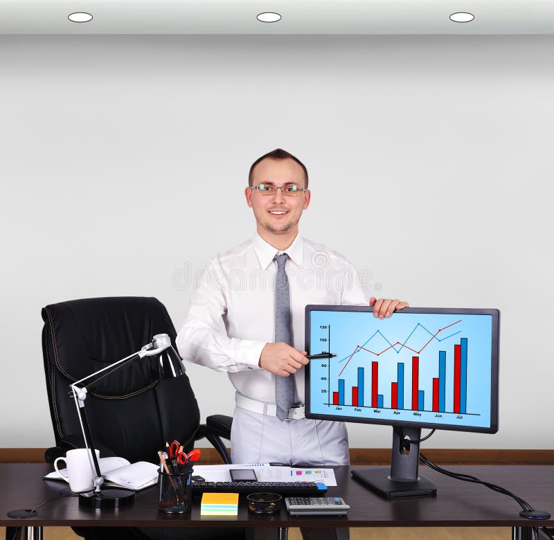 Monitor with chart stock photo. Image of chart, meeting - 39314100