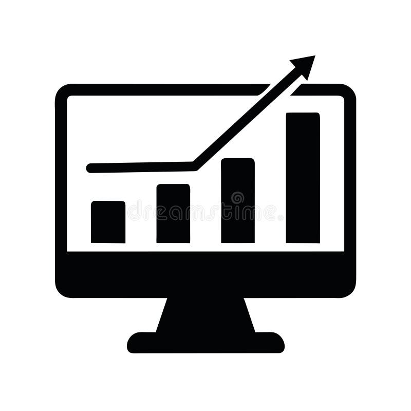 Monitor with chart icon stock vector. Illustration of vector - 295533396