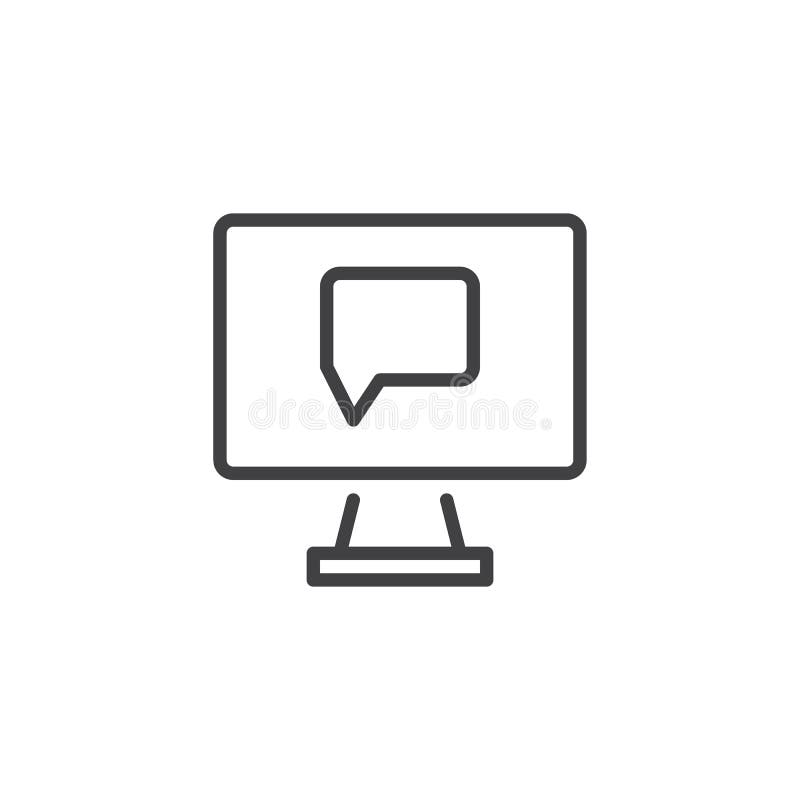 Monitor with Chat Message Line Icon Stock Vector - Illustration of ...