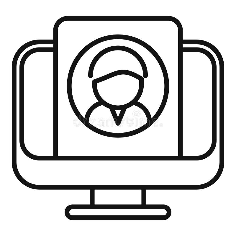 Monitor Client Process Icon Outline Vector. Digital Personal Stock ...