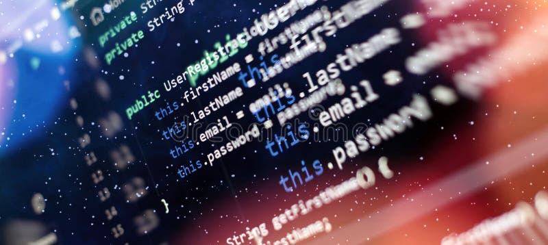 Monitor Closeup of Function Source Code. Abstract it Technology Background. Software Source Code ...