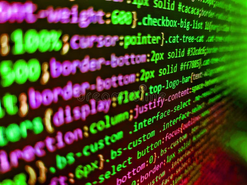 Monitor Closeup Of Function Source Code Letters Chars And Digits Software Developer