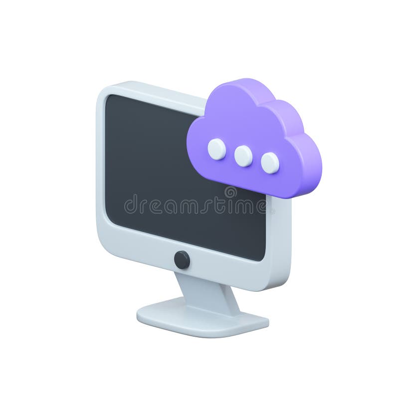 Monitor with Cloud 3d Rendering Icon. Stock Illustration - Illustration ...