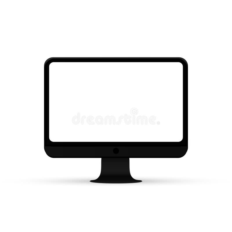 Monitor Computer Black Color. Frame Monitor Mock Up with Blank White ...