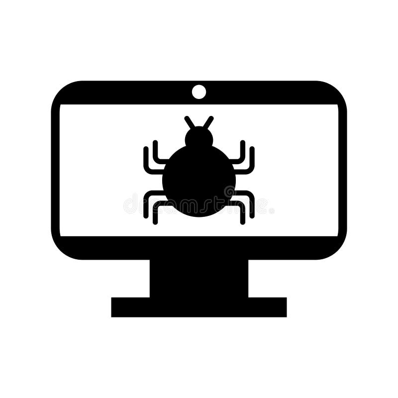 Monitor Computer with Bug Infection Virus Icon Stock Vector ...
