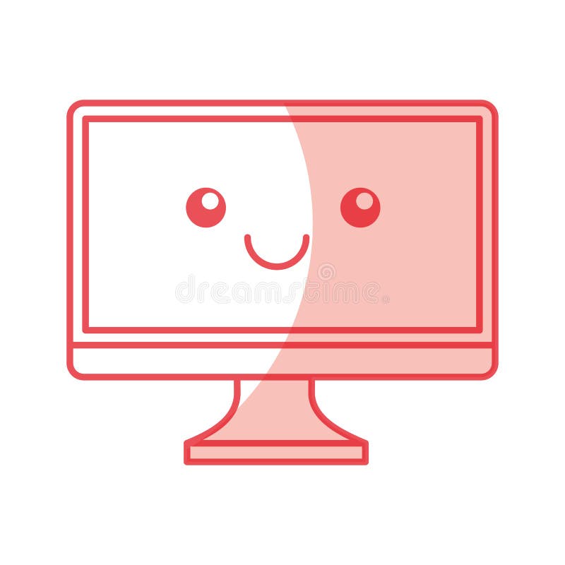 Monitor Computer Desktop Kawaii Character Stock Vector - Illustration ...