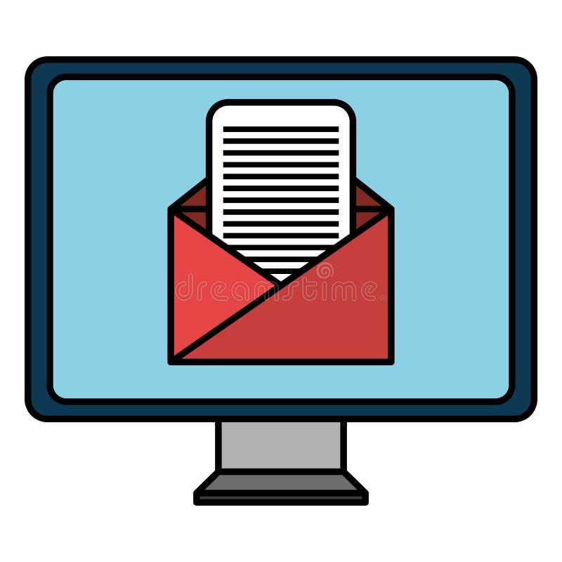 Monitor Computer with Envelope Mail Stock Illustration - Illustration ...
