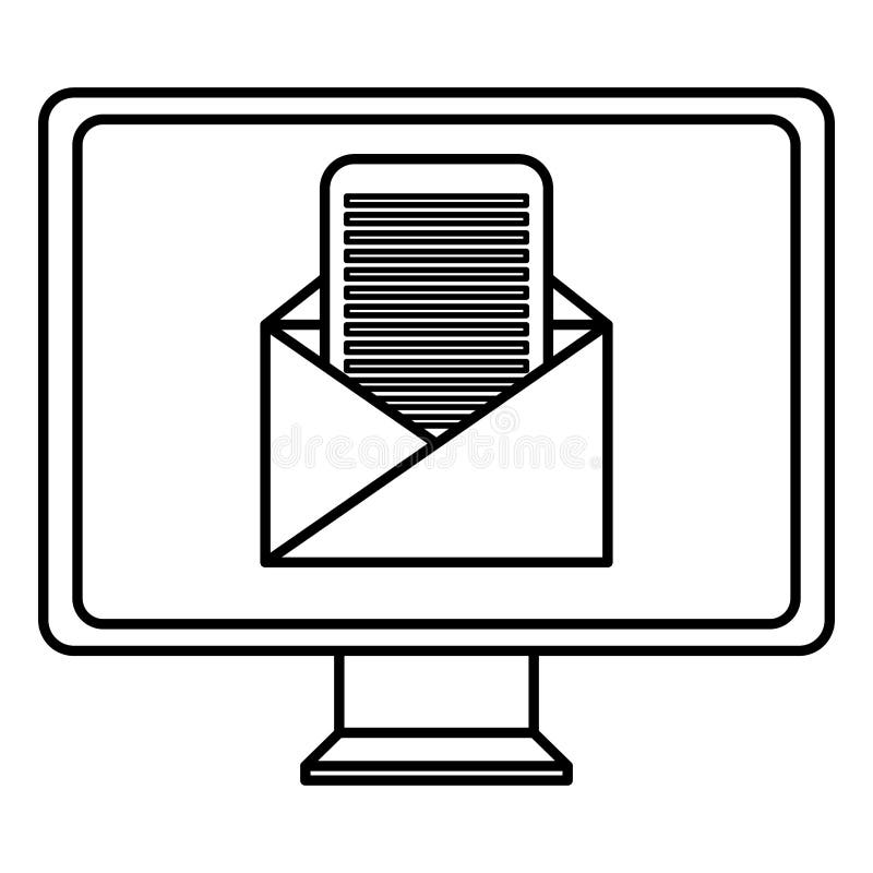 Monitor Computer with Envelope Mail Stock Vector - Illustration of ...
