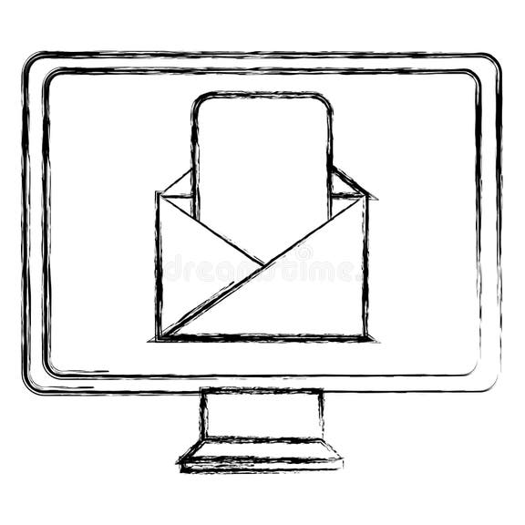 Monitor Computer with Envelope Mail Stock Illustration - Illustration ...