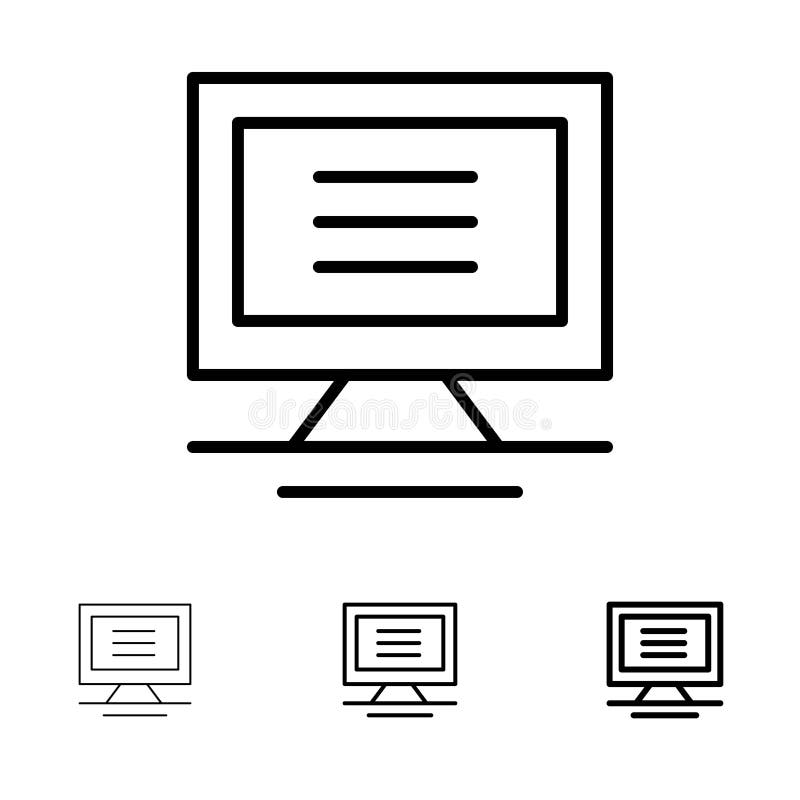 Monitor, Computer, Hardware Bold and Thin Black Line Icon Set Stock ...