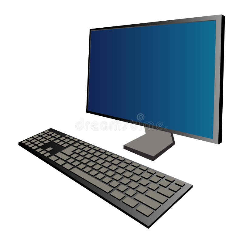 Monitor Computer with Keyboard Stock Vector - Illustration of device ...