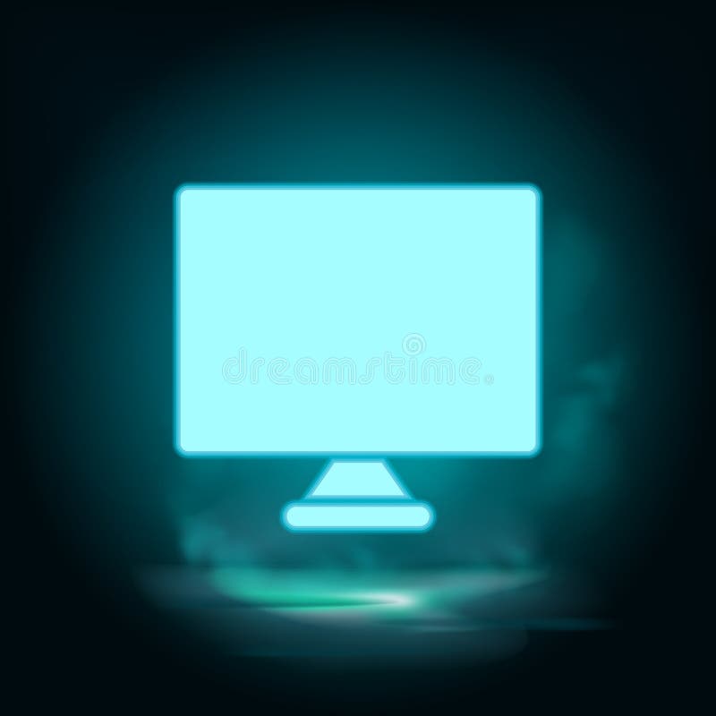 Monitor, Computer Neon Icon - Vector. Blue Neon Illustration. Monitor ...
