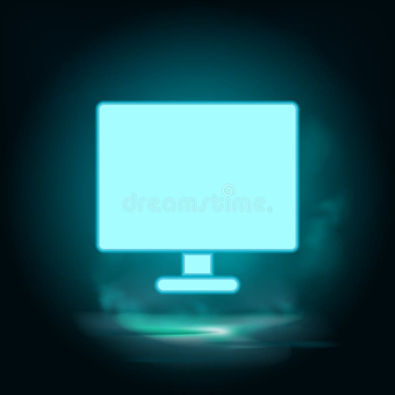 Monitor, Computer Neon Icon - Vector. Blue Neon Illustration. Monitor ...
