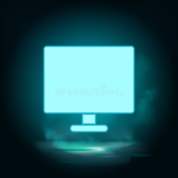 Monitor, Computer Neon Icon - Vector. Blue Neon Illustration. Monitor ...