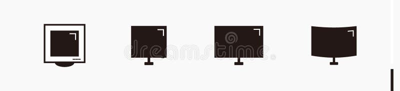 Monitor Computer, Old Monitor, Curve Monitor Screen Device Set - Black ...