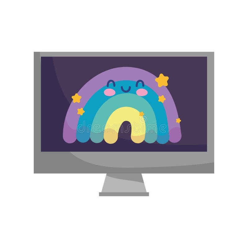 LCD monitor with rainbow stock vector. Illustration of rainbow - 18725647