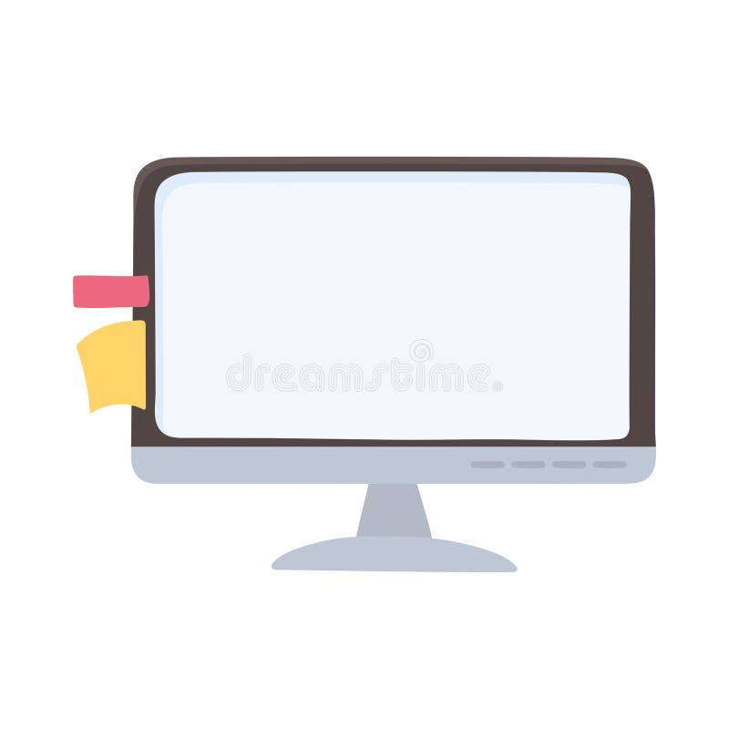 Monitor Computer with Stickers Stock Illustration - Illustration of ...