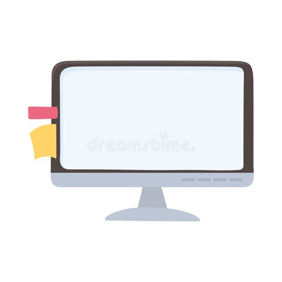 Monitor Computer with Stickers Stock Illustration - Illustration of ...