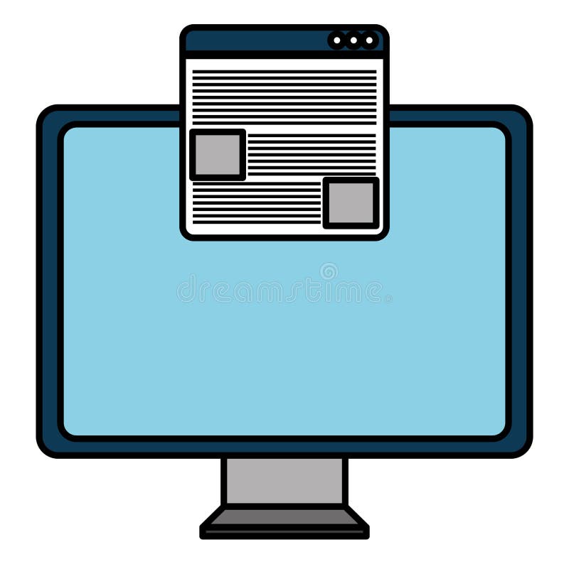 Monitor Computer with Template Webpage Stock Illustration ...