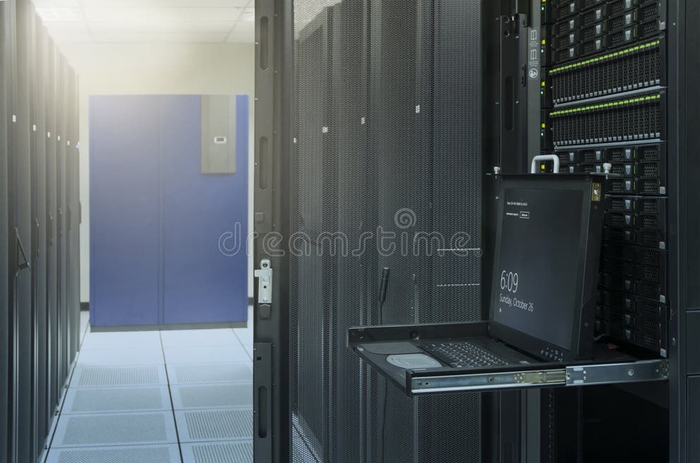 Monitor Console and Server in Data Center Stock Photo - Image of panel ...
