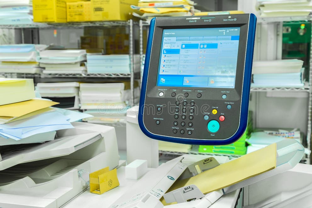 Monitor Control Panel of of Factory Printer Display at Fax, Scan Stock ...
