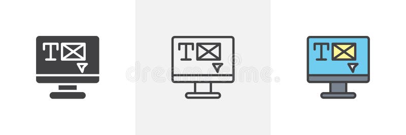 Monitor with Cursor and Email Different Style Icon Stock Vector ...