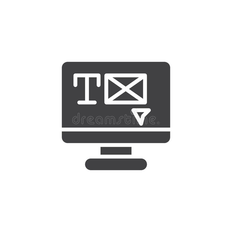 Monitor Cursor and Email Icon Vector Stock Vector - Illustration of ...