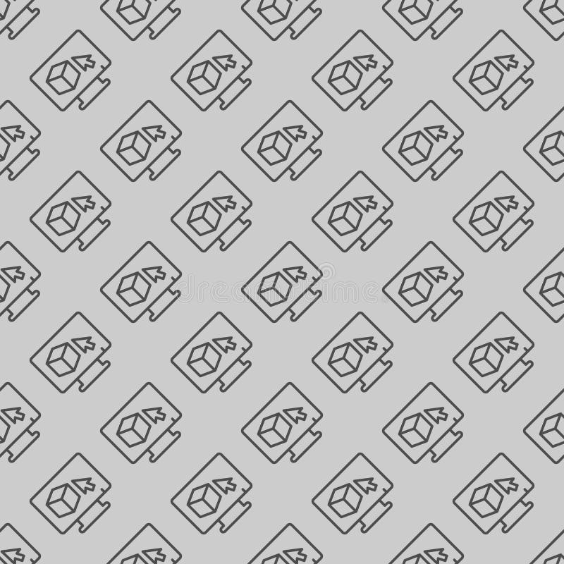 Monitor With 3d Square And Cursor Pointer Line Seamless Pattern