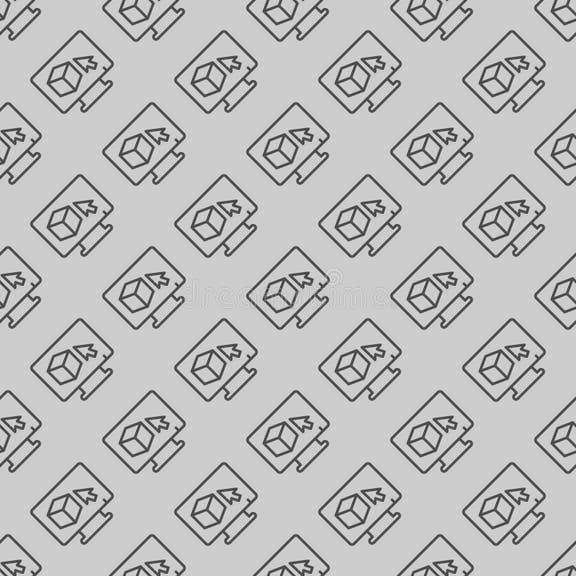 Monitor With 3d Square And Cursor Pointer Line Seamless Pattern