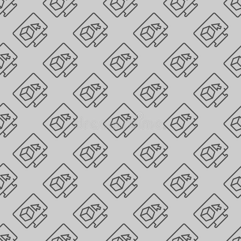 Monitor With 3d Square And Cursor Pointer Line Seamless Pattern