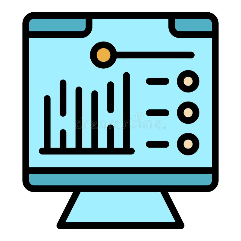 Monitor Data Icon Vector Flat Stock Illustration - Illustration of ...