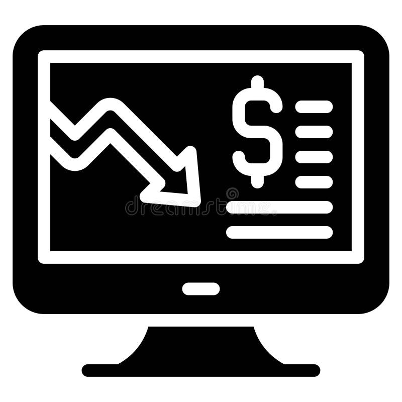 Monitor with Decrease Arrow Icon, Bankruptcy Related Vector Stock Vector - Illustration of ...