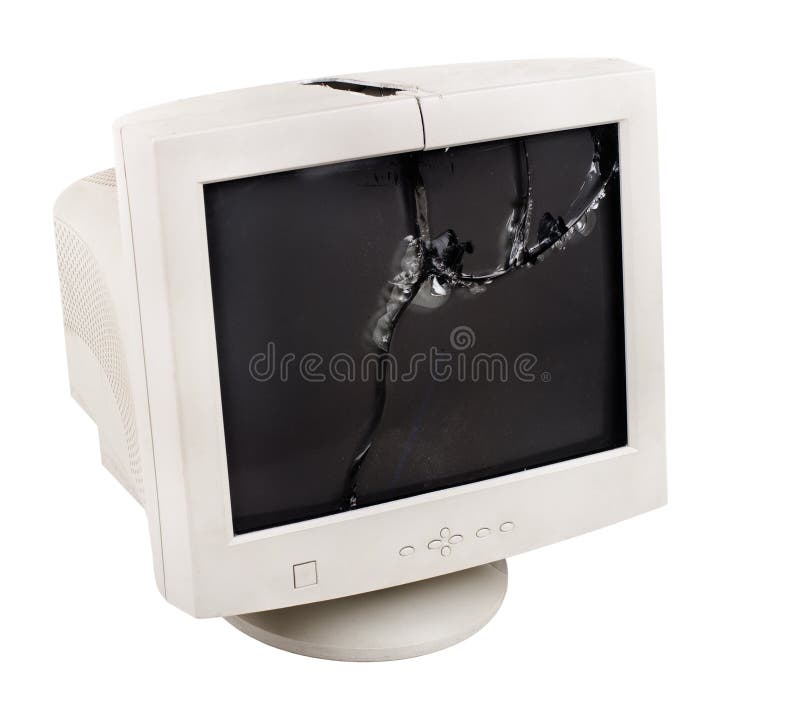 Monitor Roto Del Ordenador, Sucio Y Sucio Stock de ilustración ...