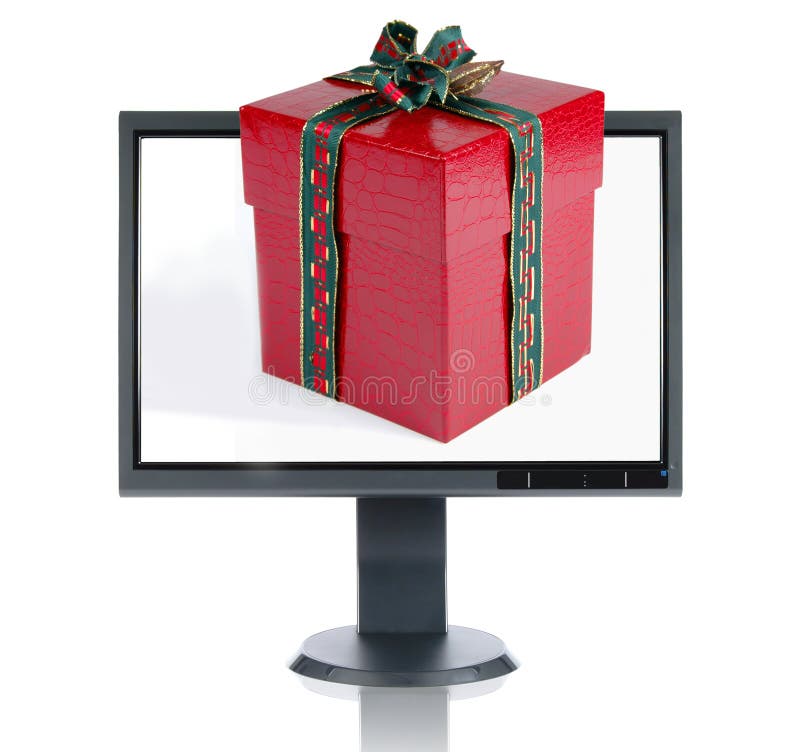 Monitor Del LCD Y Regalo De La Navidad Imagen de archivo - Imagen de ...