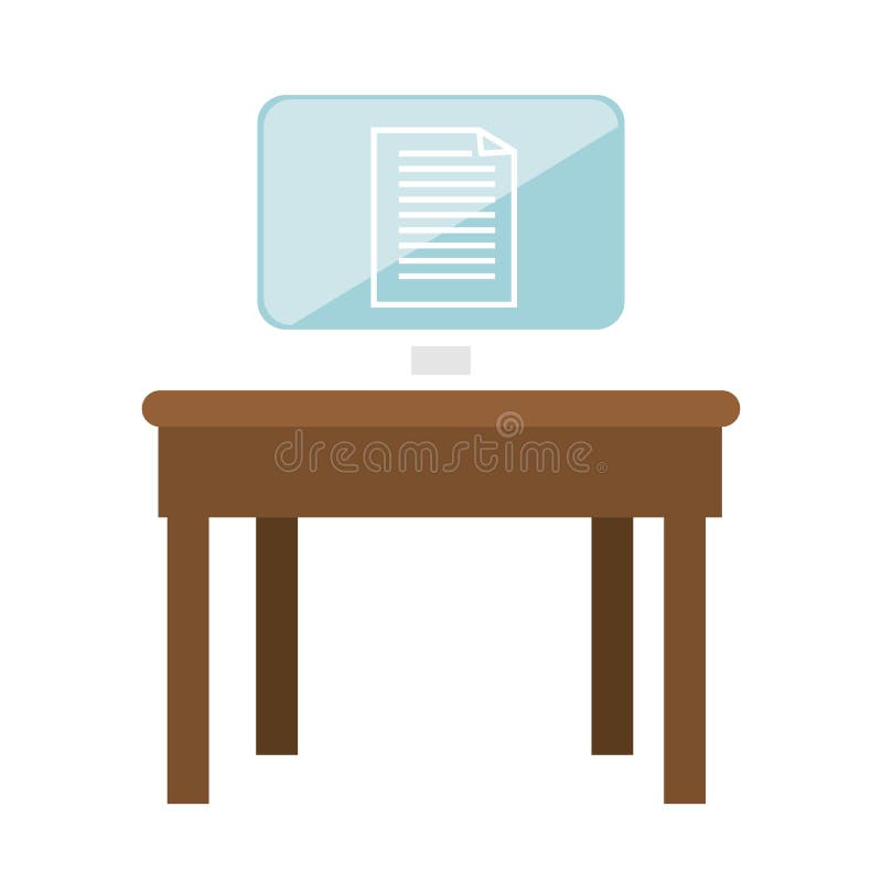 Monitor Desktop Computer with Security System Stock Illustration ...