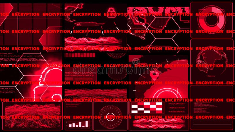 Monitor Digital CCTV Red Alert and Graph Bar Radar Detected Attact ...