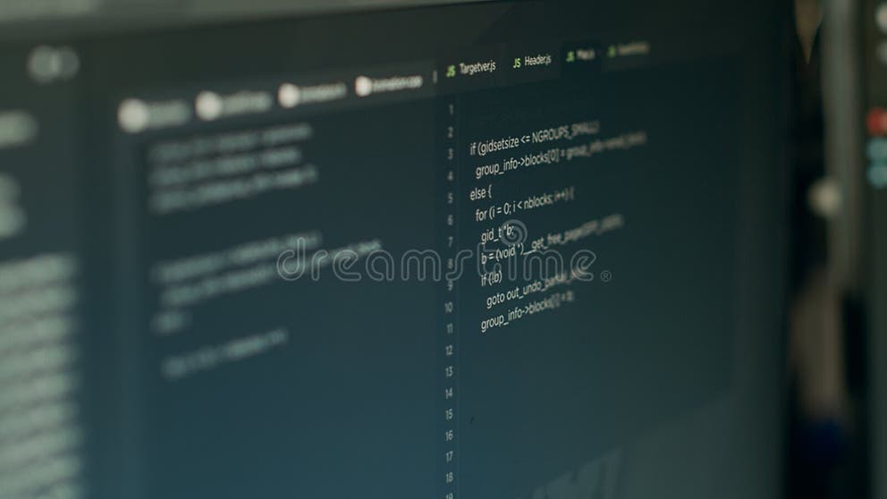 Monitor Display of Software Developer Typing Database Functions Script Stock Image - Image of ...