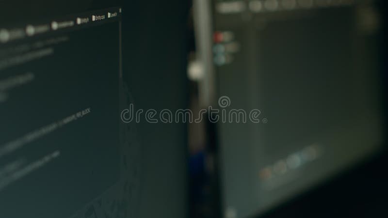 Monitor Display of Software Developer Typing Database Functions Script Stock Video - Video of ...