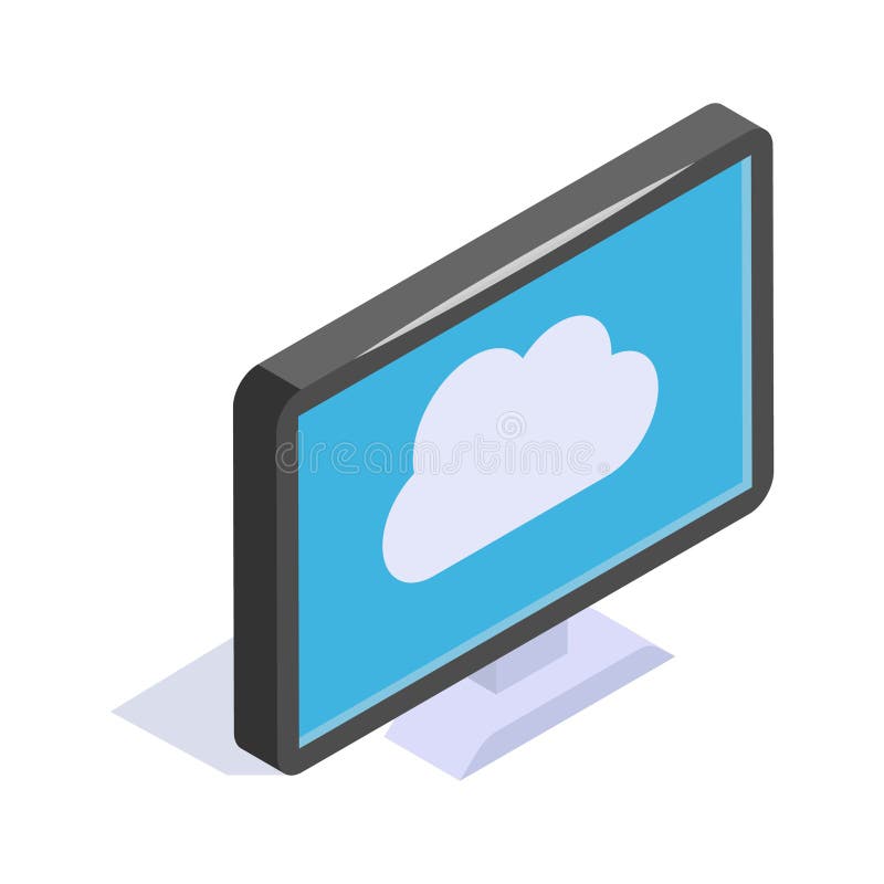 Monitor Displaying a Cloud, Denoting Cloud Computing and Online ...