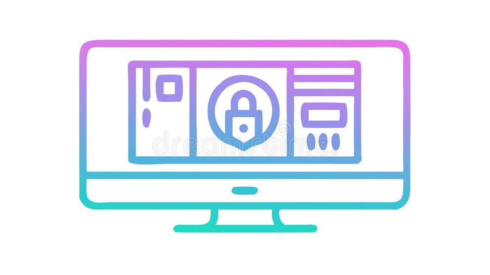 Monitor Displaying Secure Login and User Access, Vector Design ...