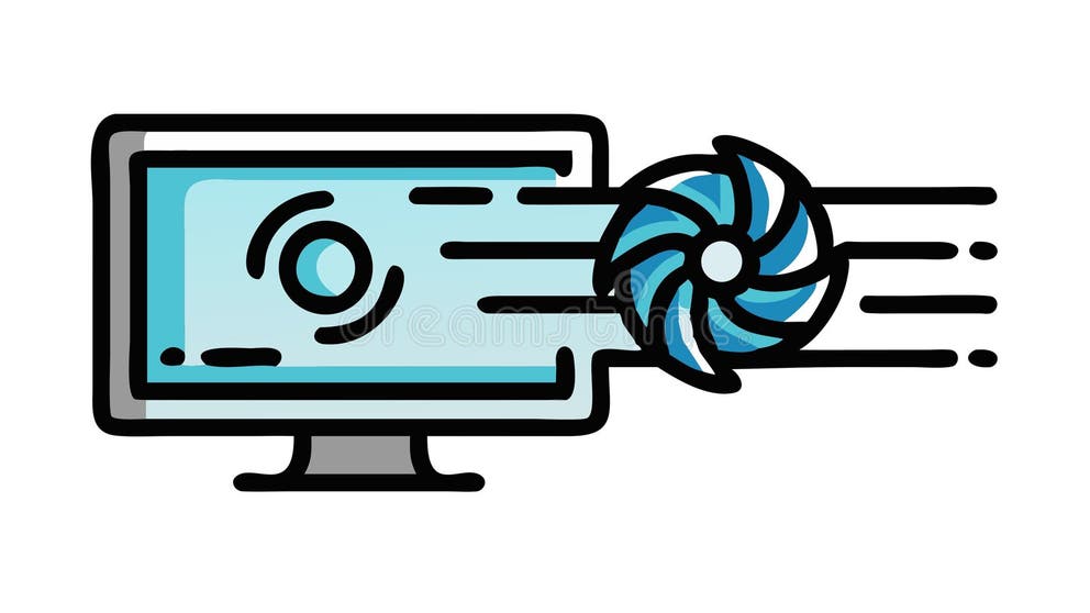 Monitor Displaying Spinning Data Visualization and Analytics, Vector ...