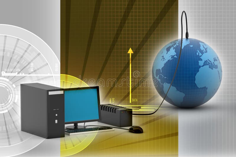 Monitor Do LCD Conectado à Terra Ilustração Stock - Ilustração de fundo ...