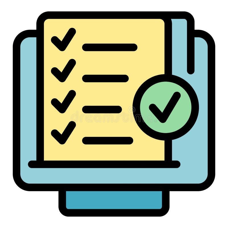 Monitor Document Icon Vector Flat Stock Illustration - Illustration of ...