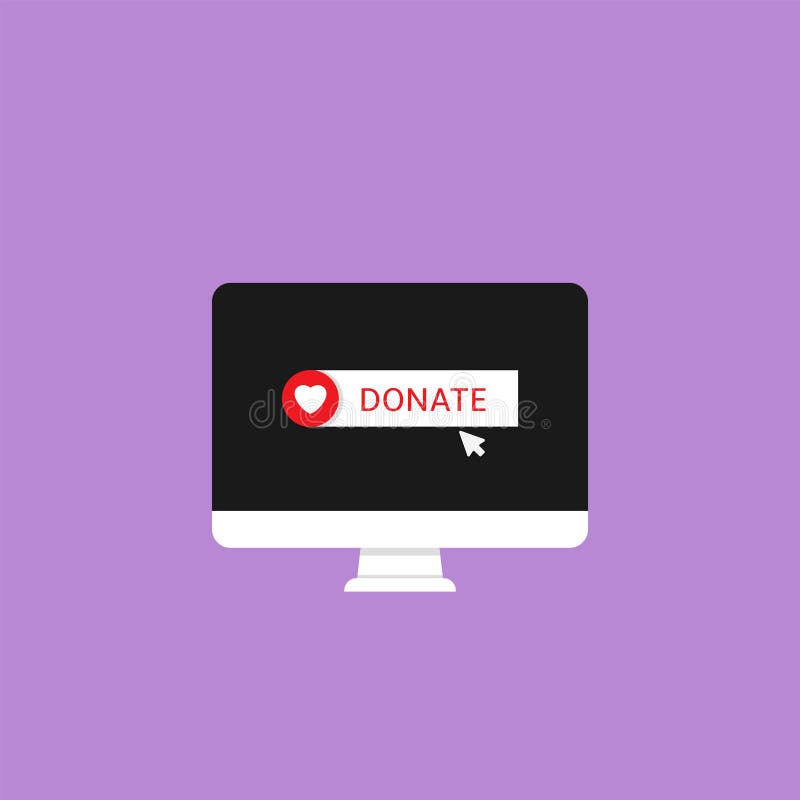 Monitor with donate button stock illustration. Illustration of button ...