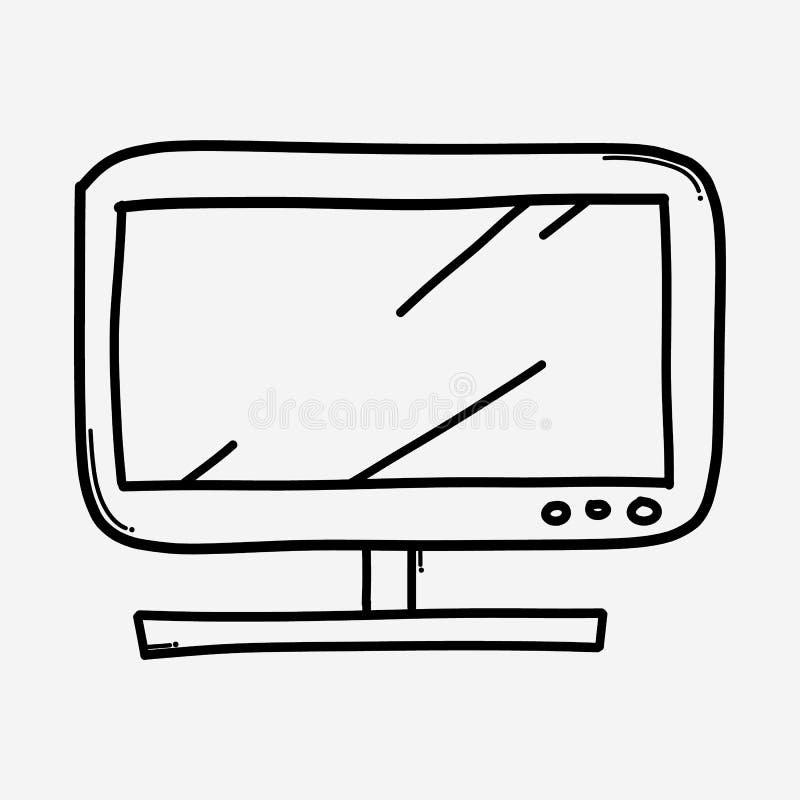 Monitor Doodle Vector Icon. Drawing Sketch Illustration Hand Drawn Line ...