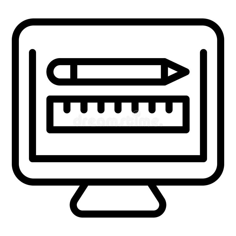 Monitor Education Icon, Outline Style Stock Vector - Illustration of ...