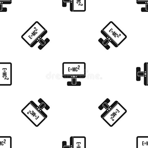 Monitor with Einstein Formula Pattern Seamless Black Stock Vector ...