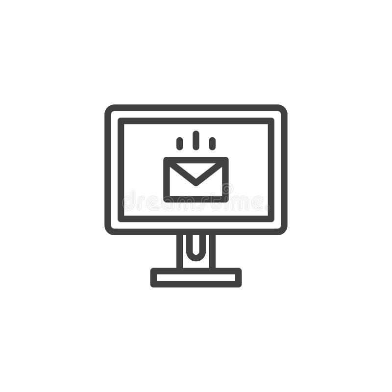 Monitor with Email Sign Icons 9 Set Stock Vector - Illustration of ...