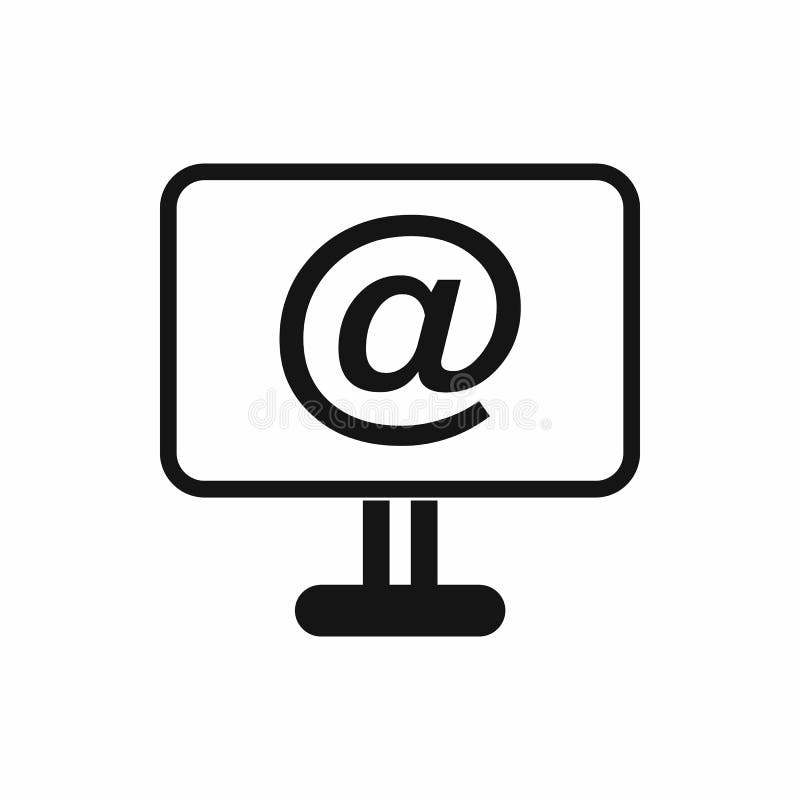 Monitor with Email Sign Icon, Simple Style Stock Vector - Illustration ...